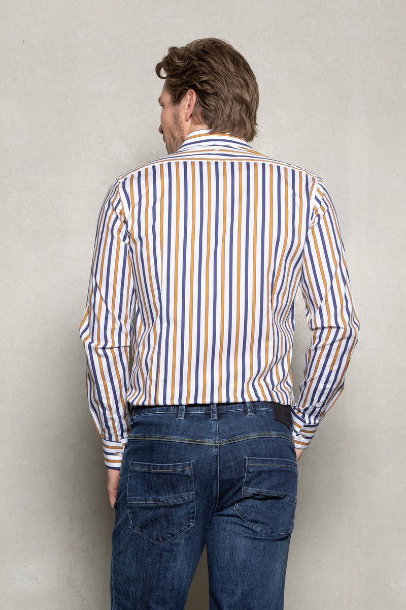 Blake Stripe Shirt: Yellow & Navy – Cutler & Co